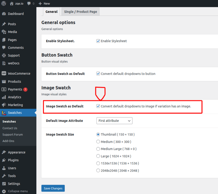 Auto Convert Dropdown Into Image Swatches If Variation Has a Featured Image Set - ZQE