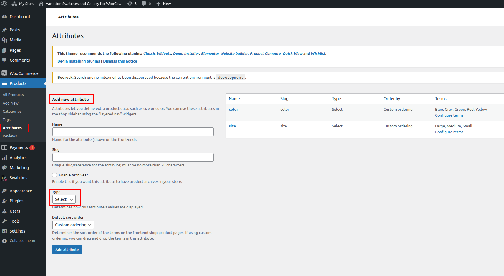 Product Attribute (Taxonomy): Create (Register) / Edit (Update) / Configure - ZQE